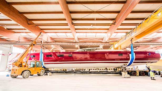 First Maxi Dolphin FC100 hull leaves shipyard